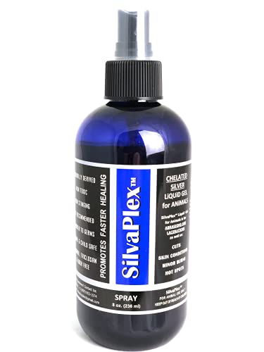 SILVAPLEX Liquid Gel Spray with Chelated Silver - Helps Irritation and Recovery for Hot Spots, Minor Wounds, Abrasions and Cuts - for Cats, Dogs, Other Small Animals - 8 oz