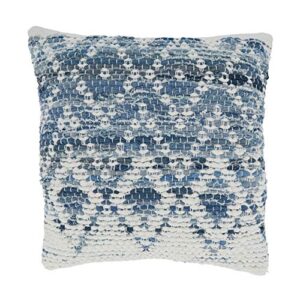 saro lifestyle nautica collection diamond chindi throw pillow with poly filling, 18" x 18", blue