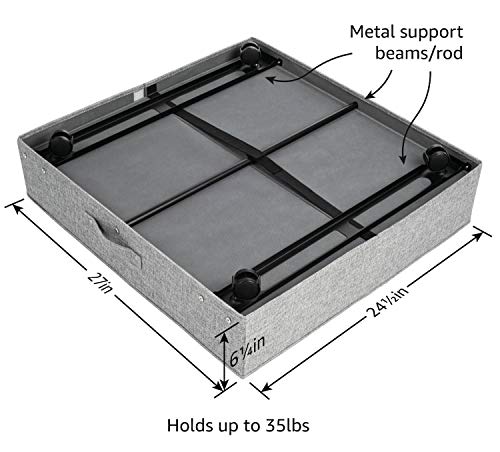 storageLAB Underbed Storage Containers, Storage Bin for Clothes, Blankets, Shoes and Pillows (1 Piece with Wheels and Lid)