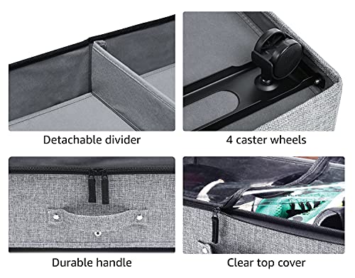 storageLAB Underbed Storage Containers, Storage Bin for Clothes, Blankets, Shoes and Pillows (1 Piece with Wheels and Lid)