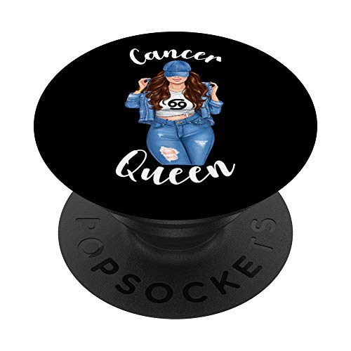 Streetwise Cancer Queen Zodiac Girl July June Brunette Cool PopSockets Swappable PopGrip