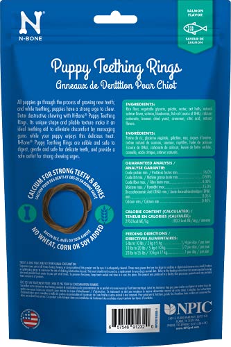 N-Bone Puppy Teething Rings Salmon Flavor Dog Treat, 6 Count Bag, 7.2-oz