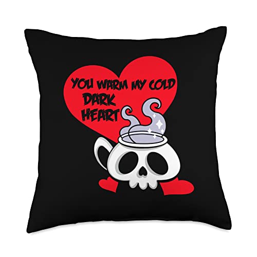 Kawaii Kreeps Gothic Valentine's Day Coffee Skull Emo Goth Horror Funny Throw Pillow, 18x18, Multicolor