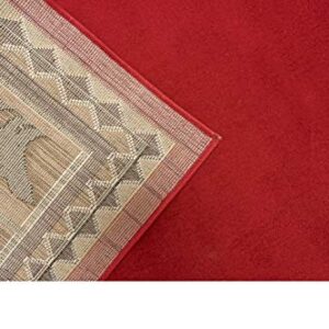 Furnish my Place 631 Red 7'8"x9'8" Wildlife Bear Rustic Moose Decor Lodge Cabin Area Rug, Elegant and Durable Mat, Red