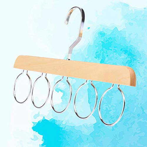 DOITOOL Multifunctional Wooden Scarf Closet Organizer Hanger Ties Belts Shawls Holder Rack with 5 Loops Clothes Organizer Holders for Home