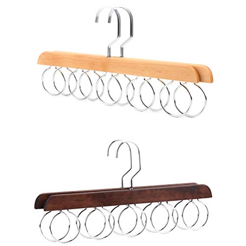 DOITOOL Multifunctional Wooden Scarf Closet Organizer Hanger Ties Belts Shawls Holder Rack with 5 Loops Clothes Organizer Holders for Home