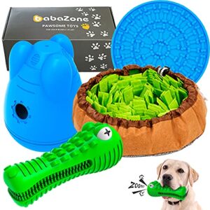 babazone total enrichment in one pack! interactive entertainment for slow feeding and brain stimulation. treat puzzles for medium/large dogs who love to lick sniff chew and play.