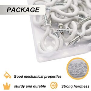 smseace 100pcs 1/2Inch White Ceiling Hooks Vinyl Coated Screw-in Hooks for Decorating Christmas Lights Hanger Hooks Outdoor Wire and Fairy LightsD-007-1/2