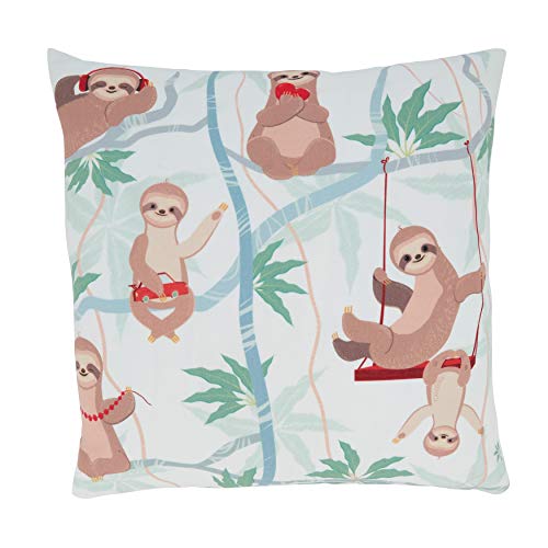 SARO LIFESTYLE Avery Quinn Collection Sloth Throw Pillow with Poly Filling, 16" x 16", Multi