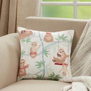 SARO LIFESTYLE Avery Quinn Collection Sloth Throw Pillow with Poly Filling, 16" x 16", Multi