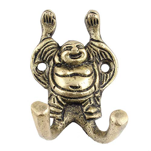 IndianShelf 1 Pack Hooks | Decorative Hooks for Hanging Towels | Gold Coat Hook Wall | Brass Wall Hook | Laughing Buddha Key Hooks [5.80 Cm]