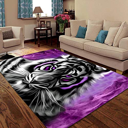 White Tiger Rug Area Rug for Living Dinning Room Bedroom Kitchen, Nursery Rug Floor Carpet Yoga Mat