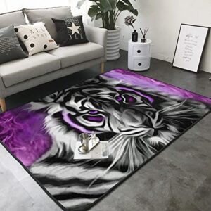 White Tiger Rug Area Rug for Living Dinning Room Bedroom Kitchen, Nursery Rug Floor Carpet Yoga Mat