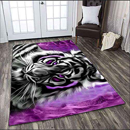 White Tiger Rug Area Rug for Living Dinning Room Bedroom Kitchen, Nursery Rug Floor Carpet Yoga Mat