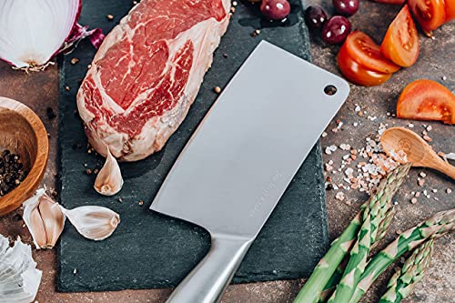 Irb Jones Profession Butcher Knife - Stainless Steel Chopper used at Home or Restaurant, Sharp Meat Cleaver used by Chef's