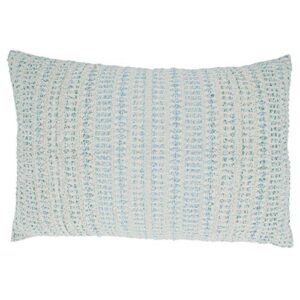 saro lifestyle celeste collection woven line throw pillow with poly filling, 16" x 24", aqua