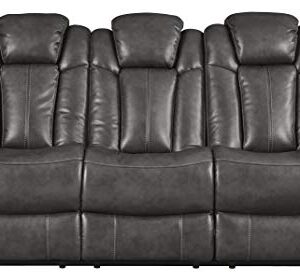 Signature Design by Ashley Turbulance Power Reclining Loveseat with USB Charging Port, Dark Gray & Signature DESIGN BY ASHLEY Turbulance Power Reclining Sofa with USB Charging Port, Dark Gray