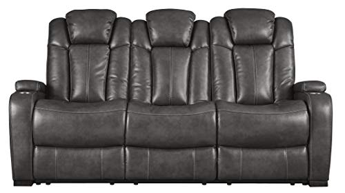 Signature Design by Ashley Turbulance Power Reclining Loveseat with USB Charging Port, Dark Gray & Signature DESIGN BY ASHLEY Turbulance Power Reclining Sofa with USB Charging Port, Dark Gray