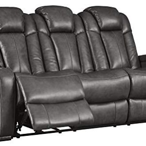 Signature Design by Ashley Turbulance Power Reclining Loveseat with USB Charging Port, Dark Gray & Signature DESIGN BY ASHLEY Turbulance Power Reclining Sofa with USB Charging Port, Dark Gray