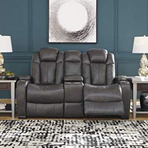 Signature Design by Ashley Turbulance Power Reclining Loveseat with USB Charging Port, Dark Gray & Signature DESIGN BY ASHLEY Turbulance Power Reclining Sofa with USB Charging Port, Dark Gray