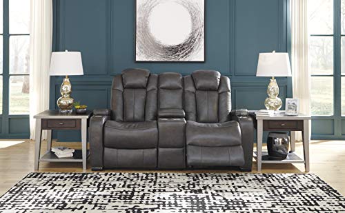 Signature Design by Ashley Turbulance Power Reclining Loveseat with USB Charging Port, Dark Gray & Signature DESIGN BY ASHLEY Turbulance Power Reclining Sofa with USB Charging Port, Dark Gray