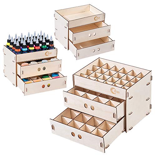 T TOGUSH Paint Rack Hobby Tool Storage Rack Craft Tool Holder Leather Tool Organizer Wooden Box