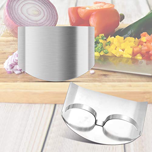 BeeSpring 2 Pcs Finger Guard for Cutting, Stainless Steel Knife Cutting Protector, Kitchen Tool Upgraded Double Finger Protectors, Avoid Hurting When Slicing and Chopping