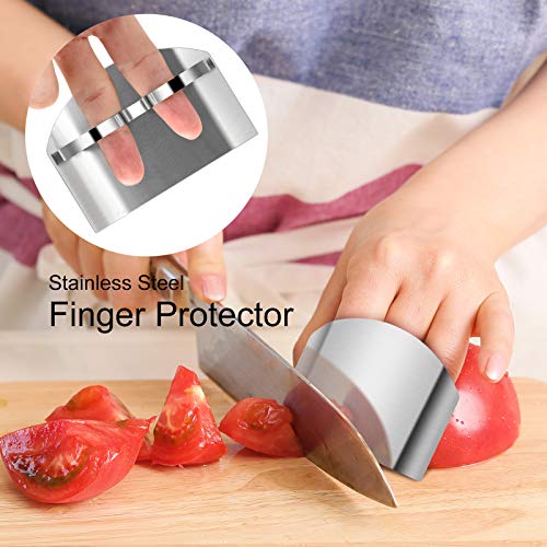 BeeSpring 2 Pcs Finger Guard for Cutting, Stainless Steel Knife Cutting Protector, Kitchen Tool Upgraded Double Finger Protectors, Avoid Hurting When Slicing and Chopping