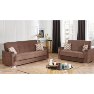 BEYAN Frankfurt Modern Upholstered Tufted Sleeper Sofa with Storage, 89", Brown