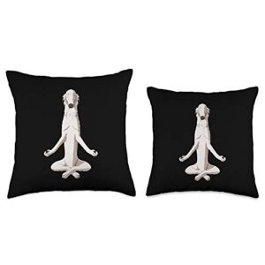 Borzoi Gifts Yoga Dog Borzoi Throw Pillow, 18x18, Multicolor