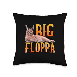 meme world big floppa meme cute caracal cat throw pillow, 16x16, multicolor