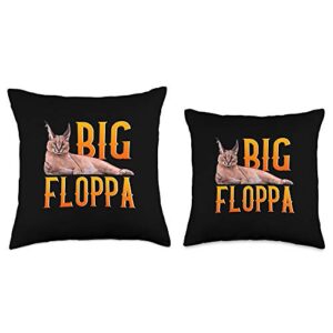 Meme World Big Floppa Meme Cute Caracal Cat Throw Pillow, 16x16, Multicolor