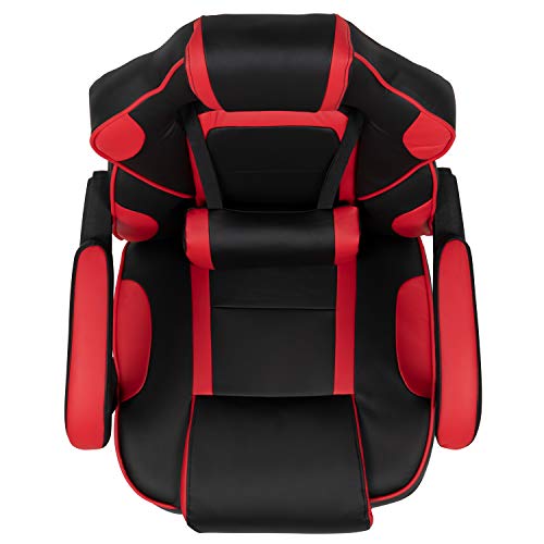 Flash Furniture X40 Gaming Chair Racing Ergonomic Computer Chair with Fully Reclining Back/Arms, Slide-Out Footrest, Massaging Lumbar - Red