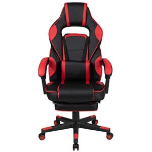 Flash Furniture X40 Gaming Chair Racing Ergonomic Computer Chair with Fully Reclining Back/Arms, Slide-Out Footrest, Massaging Lumbar - Red