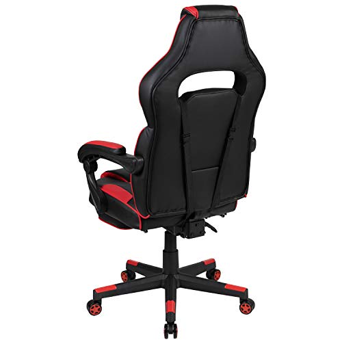 Flash Furniture X40 Gaming Chair Racing Ergonomic Computer Chair with Fully Reclining Back/Arms, Slide-Out Footrest, Massaging Lumbar - Red