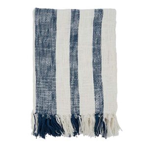 saro lifestyle sevan collection banded throw blanket, 50" x 60", navy blue