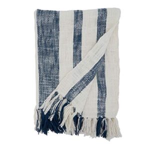 SARO LIFESTYLE Sevan Collection Banded Throw Blanket, 50" x 60", Navy Blue