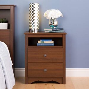 Prepac Full/Queen Bookcase Headboard, Cherry & Sonoma Nightstand with Open Shelf, Cherry