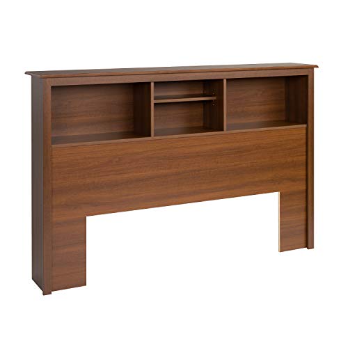 Prepac Full/Queen Bookcase Headboard, Cherry & Sonoma Nightstand with Open Shelf, Cherry