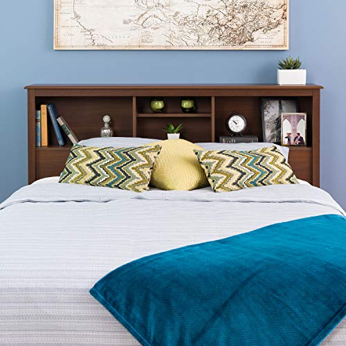 Prepac Full/Queen Bookcase Headboard, Cherry & Sonoma Nightstand with Open Shelf, Cherry