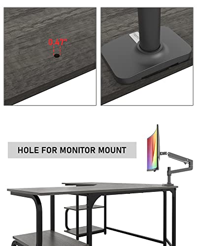 Teraves Modern L Shaped Desk with Shelves,64.84" Computer Desk/Gaming Desk for Home Office,Corner Desk with Large Desktop (Black Oak+Black Frame, Large+4 Tier Shelves)