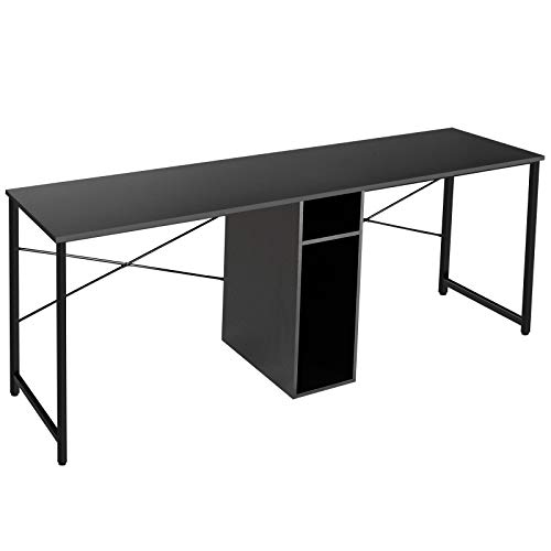 Tangkula 2 Person Computer Desk, 79 Inch Double Workstation Desk with Storage Cubes and Adjustable Foot Pads, Extra Large & Sturdy Writing Table for Home and Office (Black)