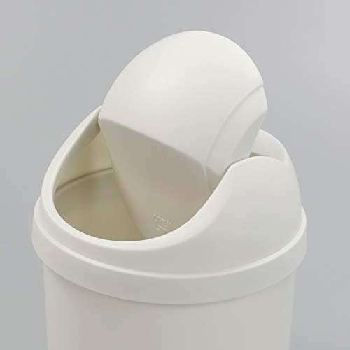 Qskely 2 L Plastic Mini Desktop Trash Can, Tiny Waste Bin with Swing-Top Lid, White