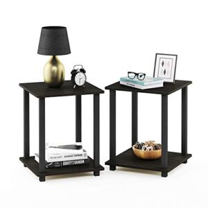 Furinno Turn-N-Tube 5-Tier Corner Square Rack Display Shelf, Round, Espresso/Black & Simplistic End Table, Espresso/Black