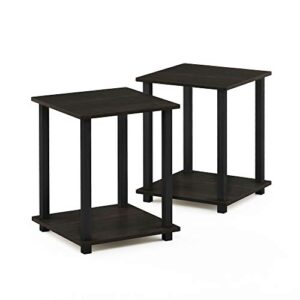 Furinno Turn-N-Tube 5-Tier Corner Square Rack Display Shelf, Round, Espresso/Black & Simplistic End Table, Espresso/Black