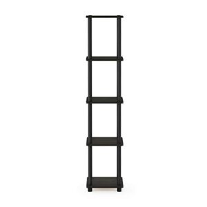 Furinno Turn-N-Tube 5-Tier Corner Square Rack Display Shelf, Round, Espresso/Black & Simplistic End Table, Espresso/Black