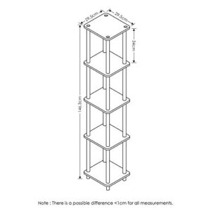 Furinno Turn-N-Tube 5-Tier Corner Square Rack Display Shelf, Round, Espresso/Black & Simplistic End Table, Espresso/Black