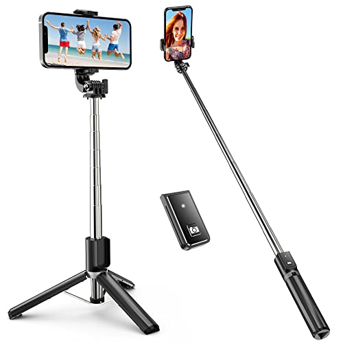 ATUMTEK 40" Selfie Stick Tripod, Extendable Bluetooth Selfie Stick with Wireless Remote for iPhone 13/12/12 Pro/11/11 Pro/XS/XR/X/8/7 Plus, Samsung, Google, LG, Sony, Huawei Smartphones, Black