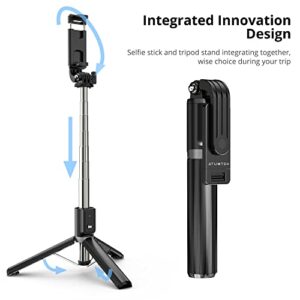 ATUMTEK 40" Selfie Stick Tripod, Extendable Bluetooth Selfie Stick with Wireless Remote for iPhone 13/12/12 Pro/11/11 Pro/XS/XR/X/8/7 Plus, Samsung, Google, LG, Sony, Huawei Smartphones, Black