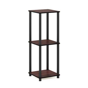 Furinno Turn-N-Tube End Table Corner Shelves, Set of 2, Dark Cherry/Black & Turn-N-Tube 5 Tier Corner Display Rack Multipurpose Shelving Unit, 1-Pack, Dark Cherry/Black